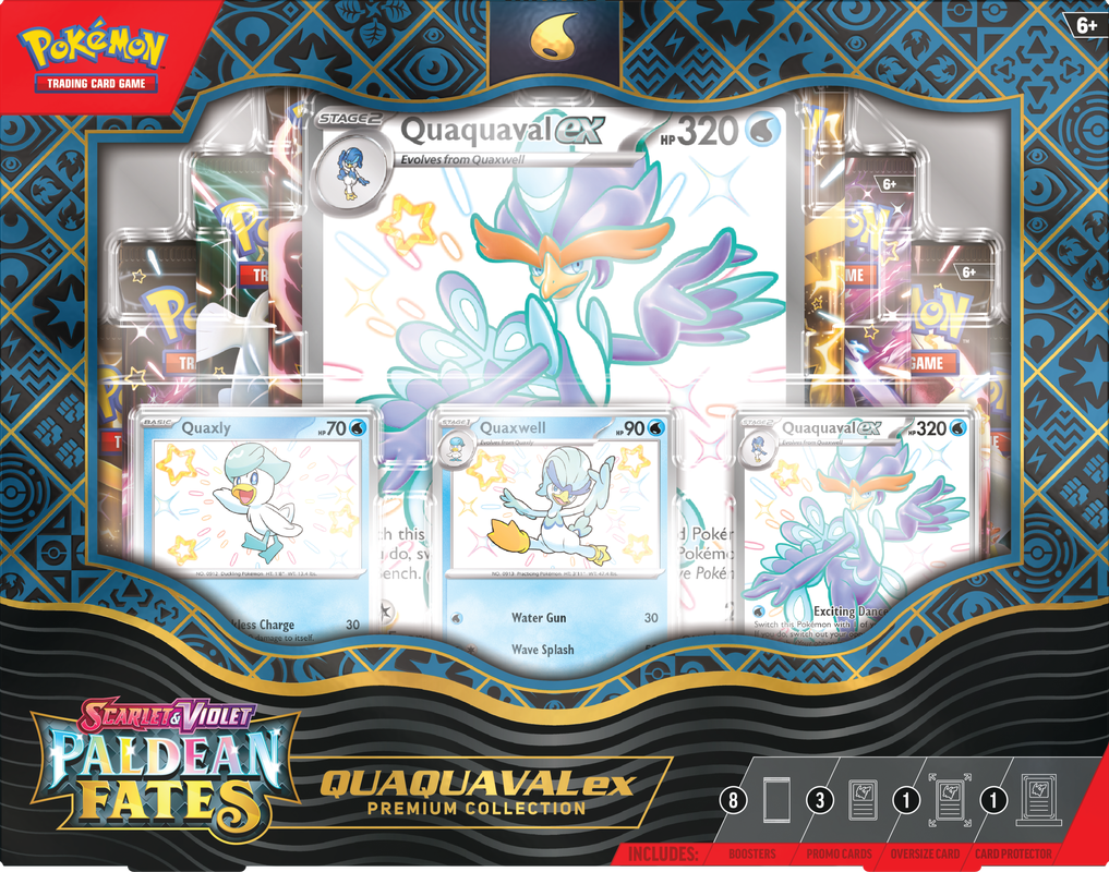 Pokemon paldean fates ex premium collection Quaquaval ex – La boîte à hobby